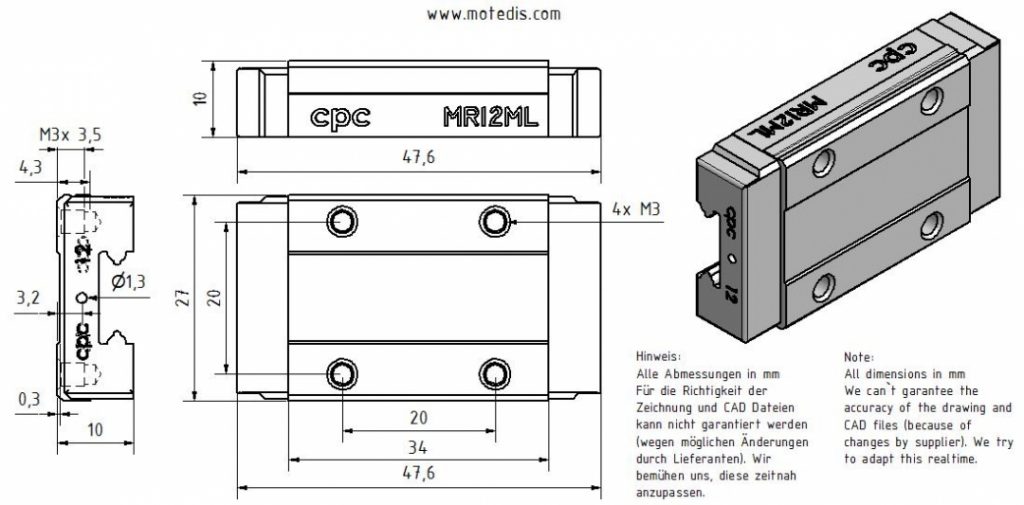 Con trượt MR12ML - Thiết bị cơ điện tử